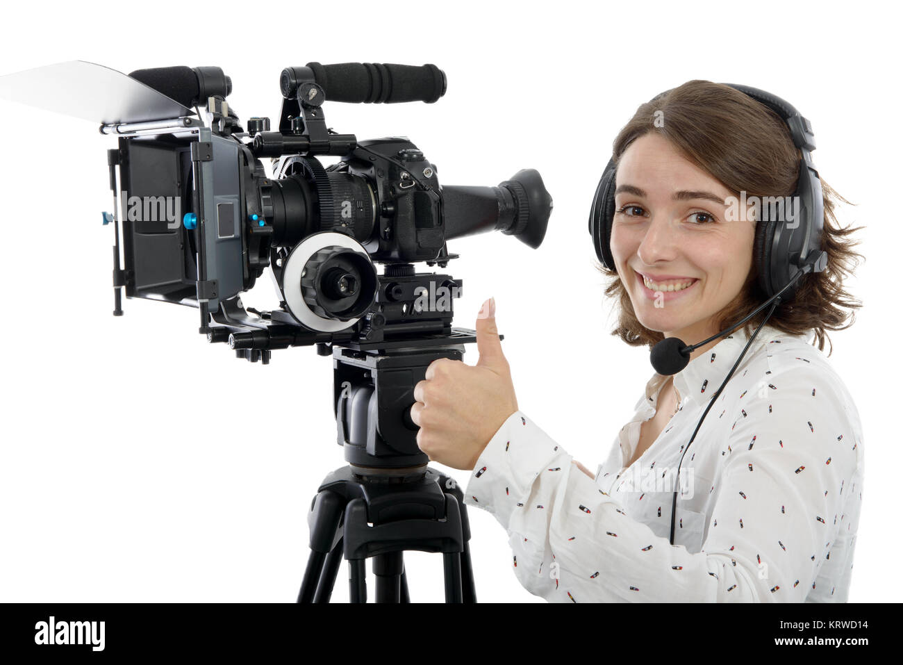 beautiful young woman with DSLR video camera Stock Photo - Alamy