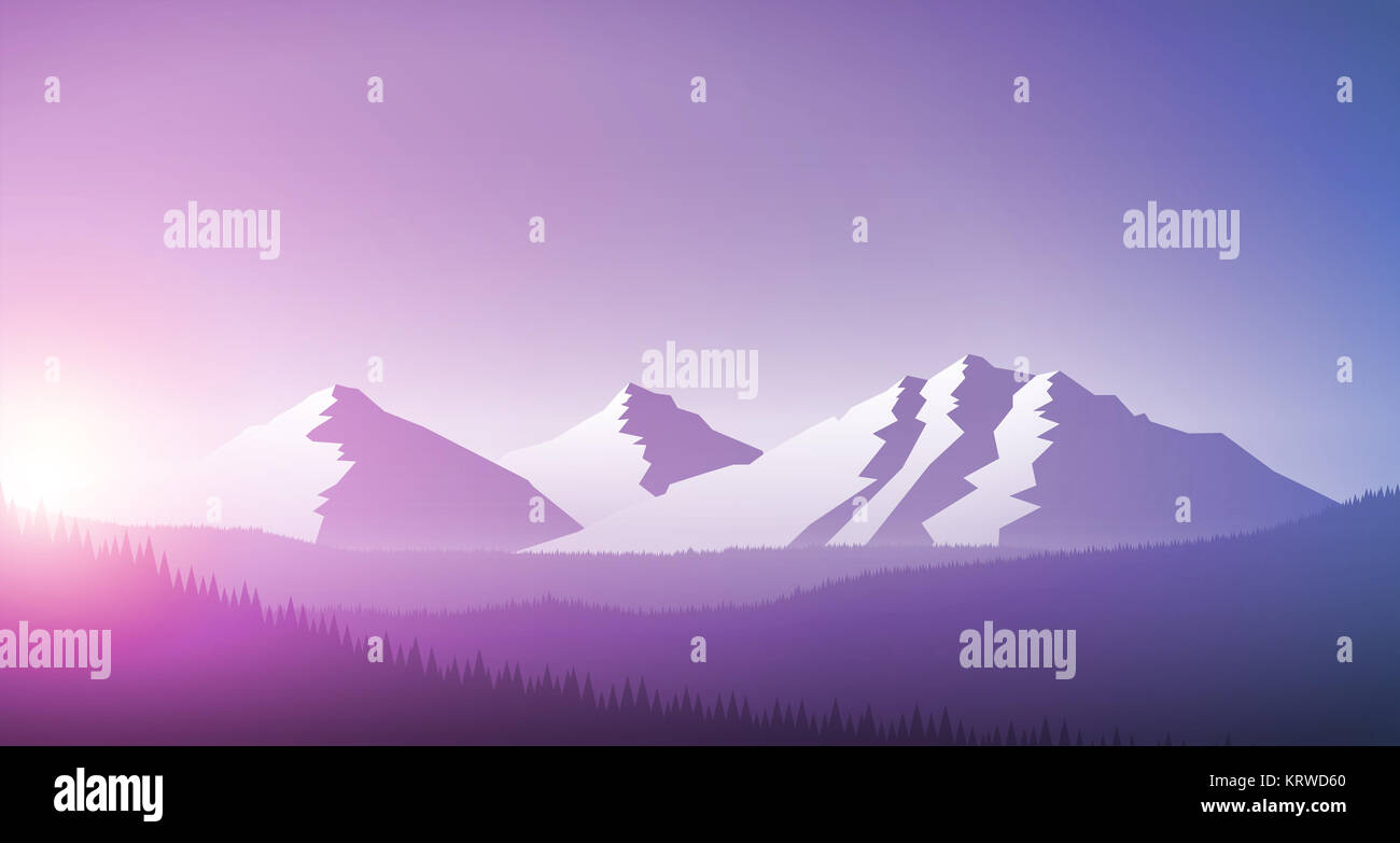 Sunrise in the mountain chain Stock Photo - Alamy