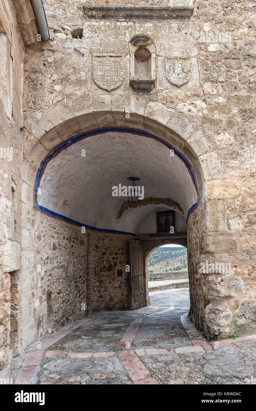 Main gate on the ancient walls of Pedraza. Spain Stock Photo - Alamy