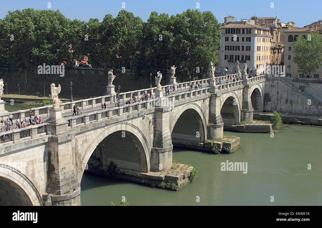 View of Ponte Sant'Angelo (Bridge of Angel) in Rome, Italy Stock Photo ...