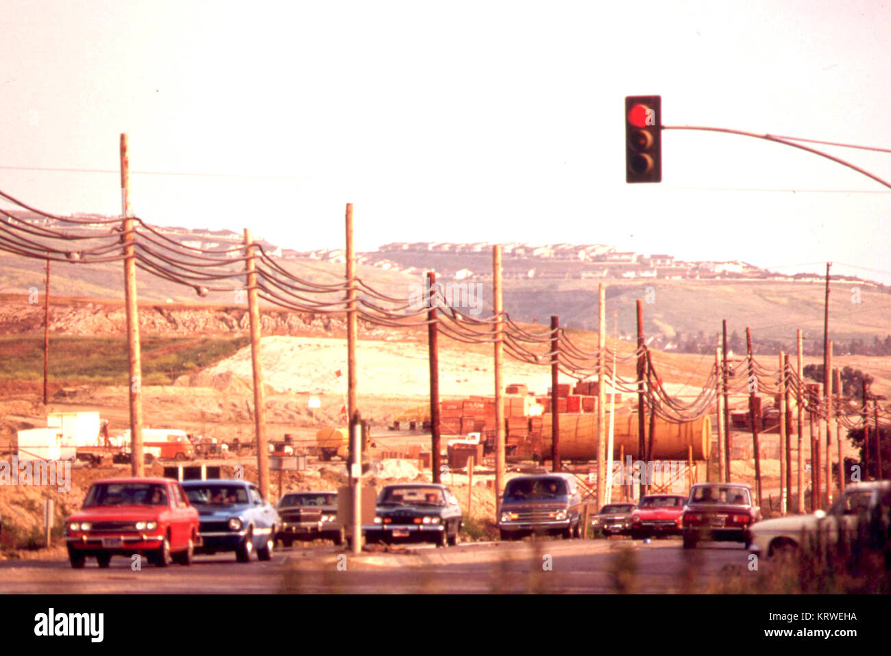 1970s traffic on a highway near Newport Beach California Stock Photo ...