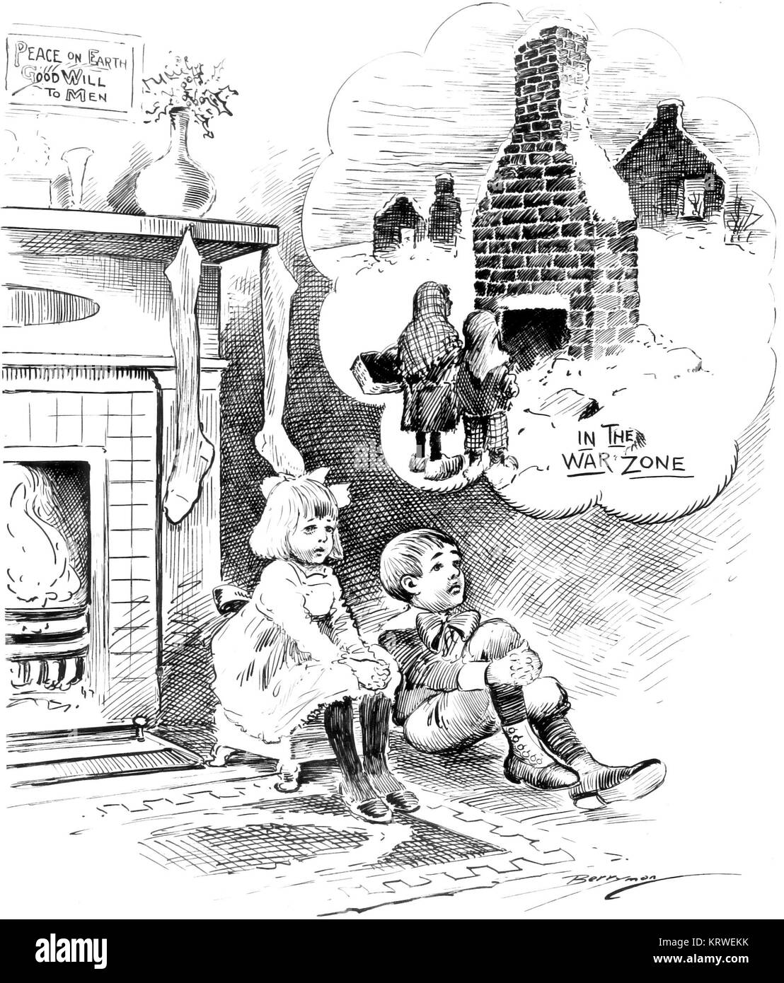 "A Christmas Eve Contrast", by cartoonist Clifford Berryman, which ...