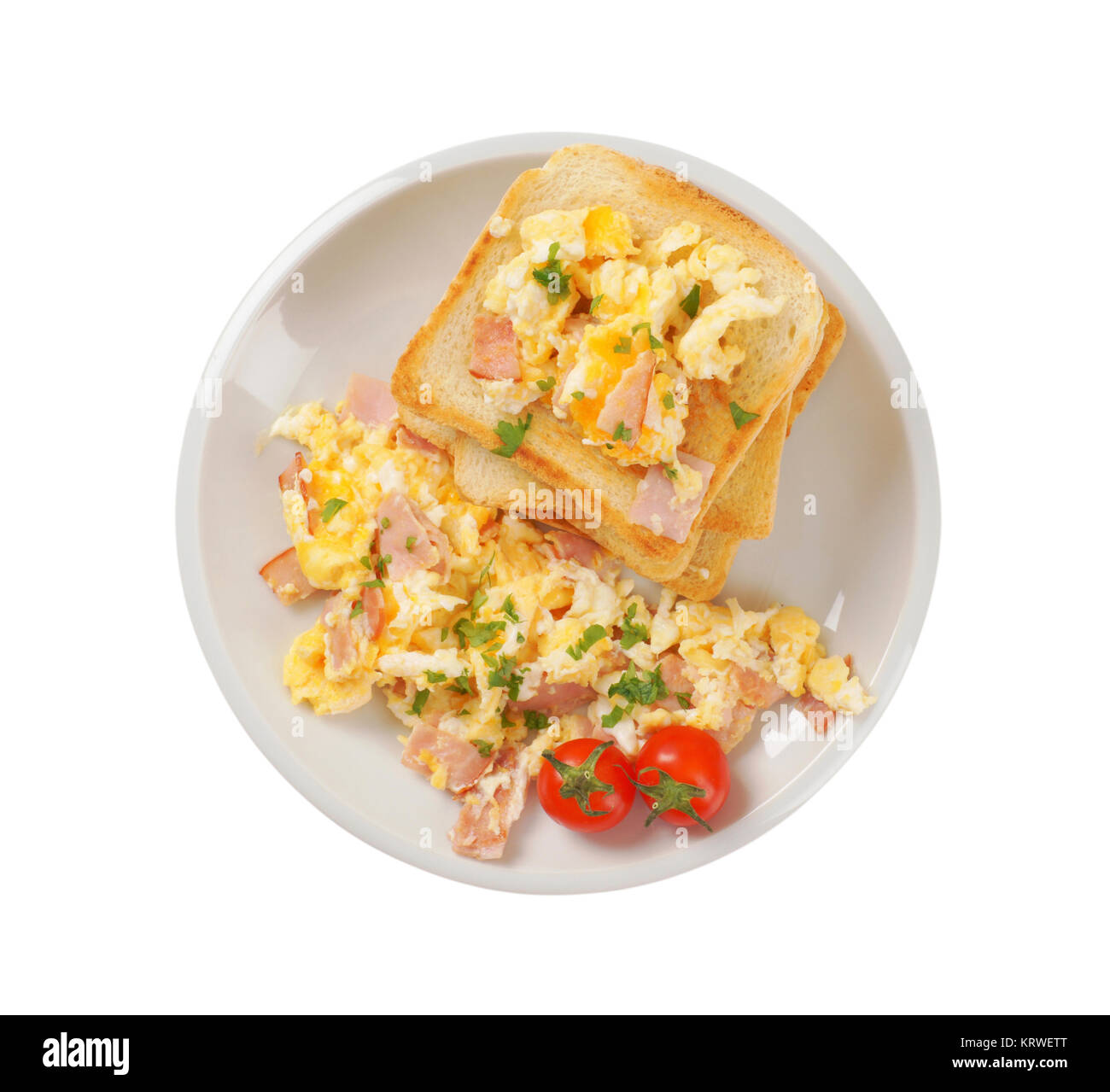 Scrambled eggs and toasted bread Stock Photo - Alamy