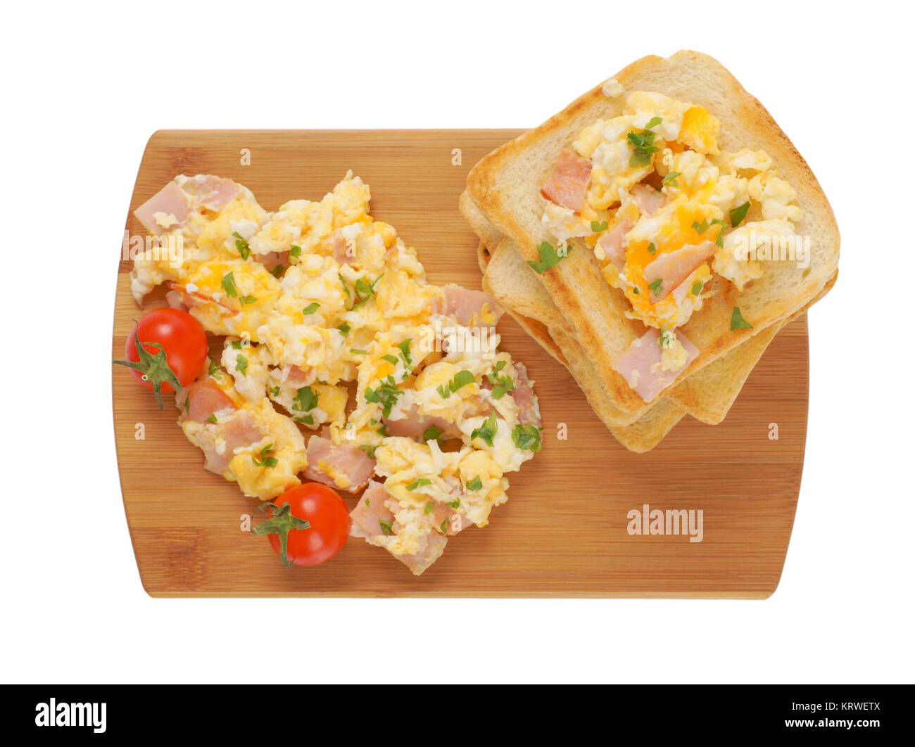 Scrambled eggs and toasted bread Stock Photo - Alamy