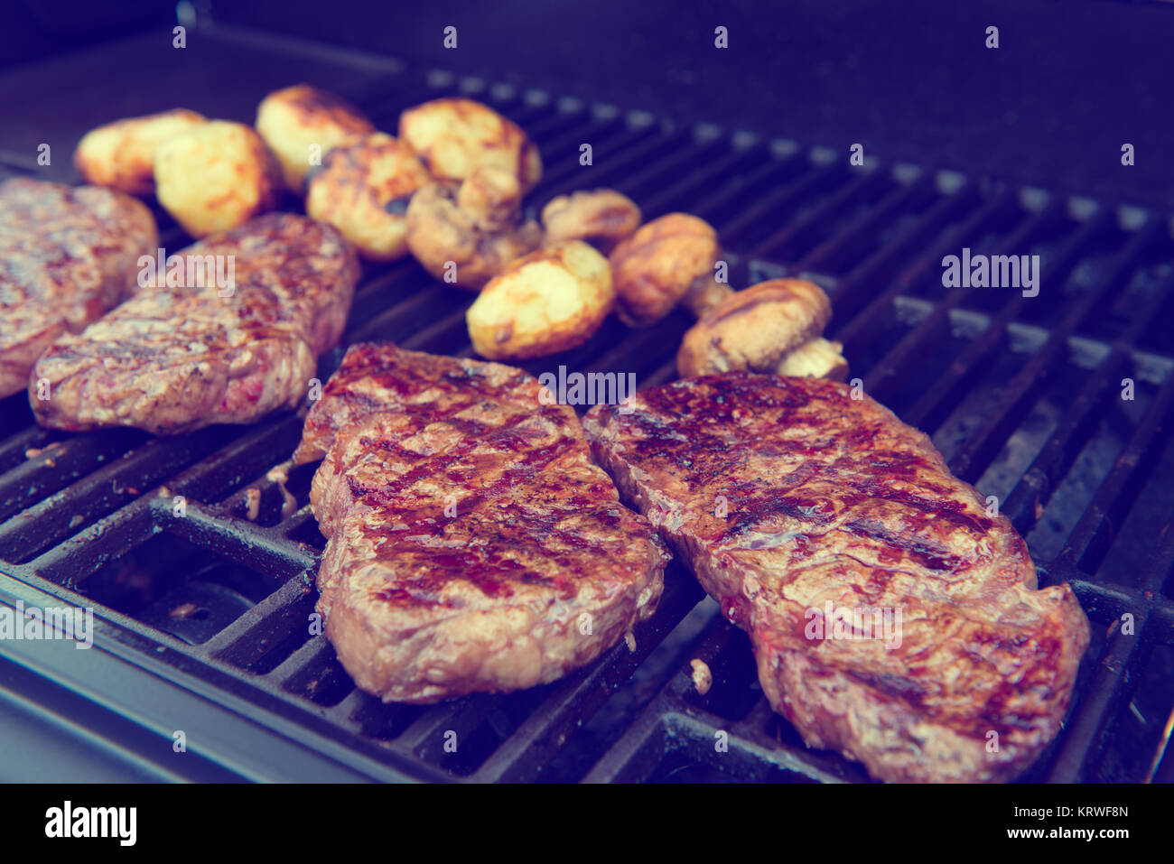 delicious grilled rump steak on barbecue Stock Photo - Alamy