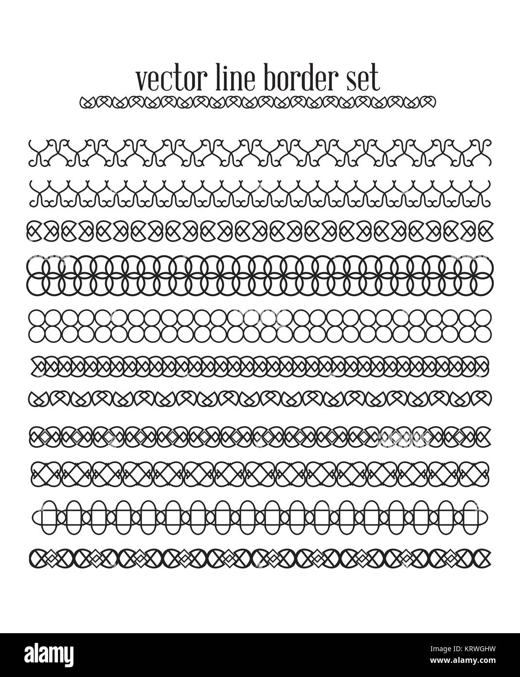 Vector lines, border divides set Stock Photo - Alamy