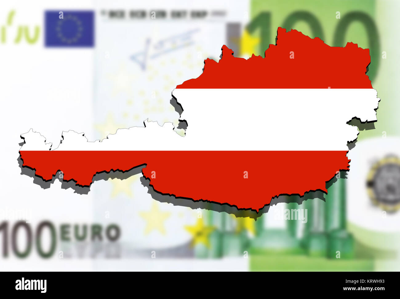 close up on Austria map on Euro money background Stock Photo - Alamy