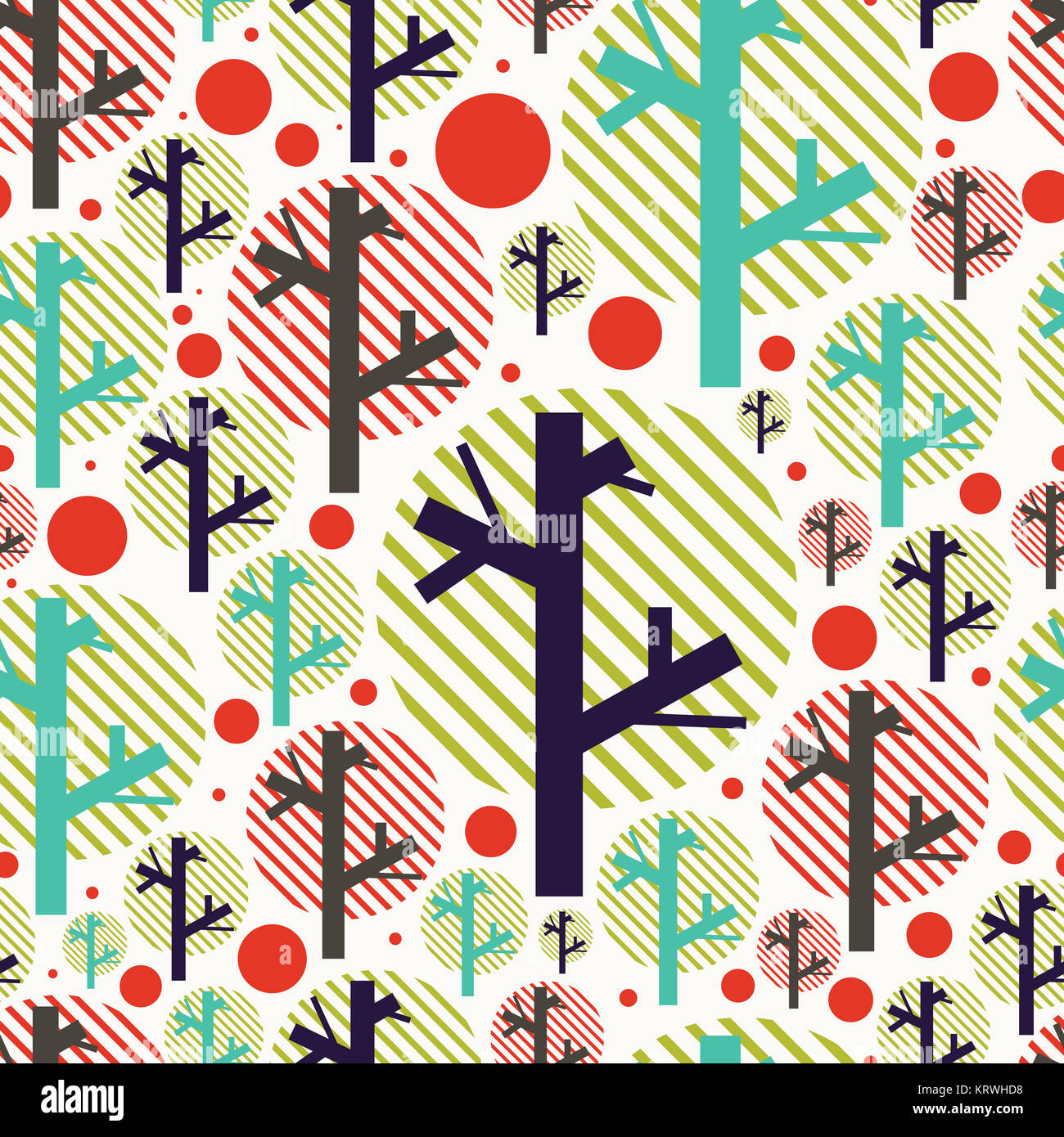 Seamless handwork pattern with colorful trees and circles Stock Photo ...