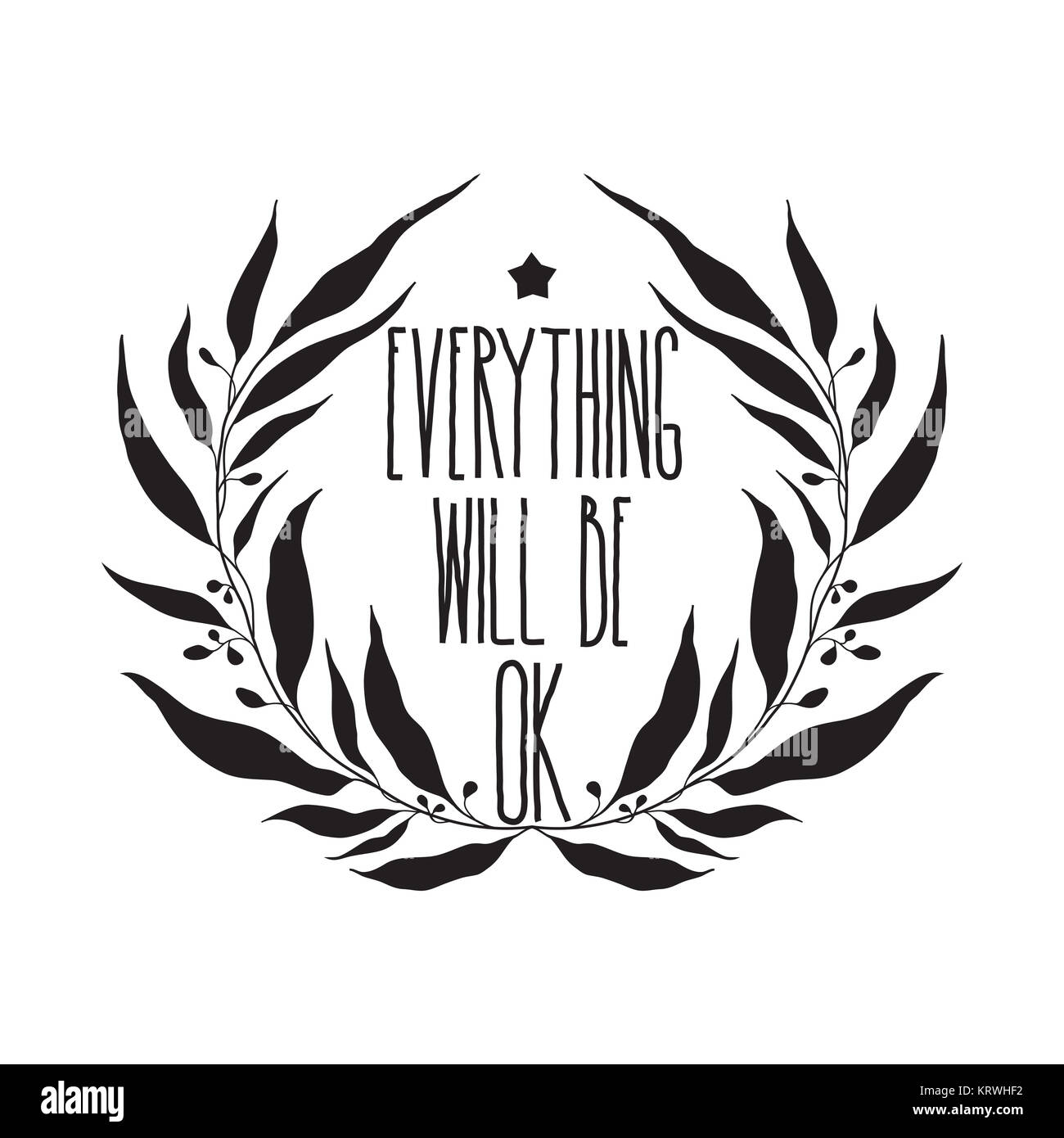 Simple vintage poster with floral elements, motivational quote Stock ...
