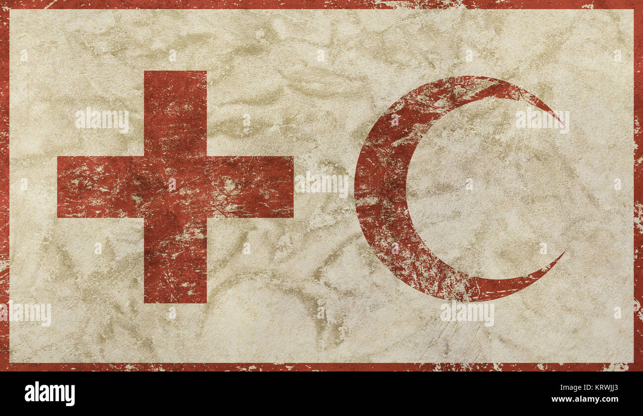 Old grunge faded flag of Red Cross and Crescent Stock Photo - Alamy
