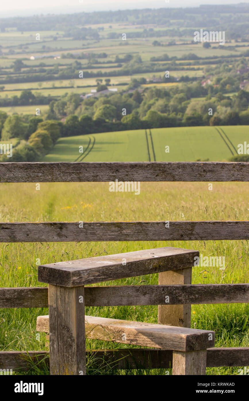 Stile with Countryside view Stock Photo - Alamy