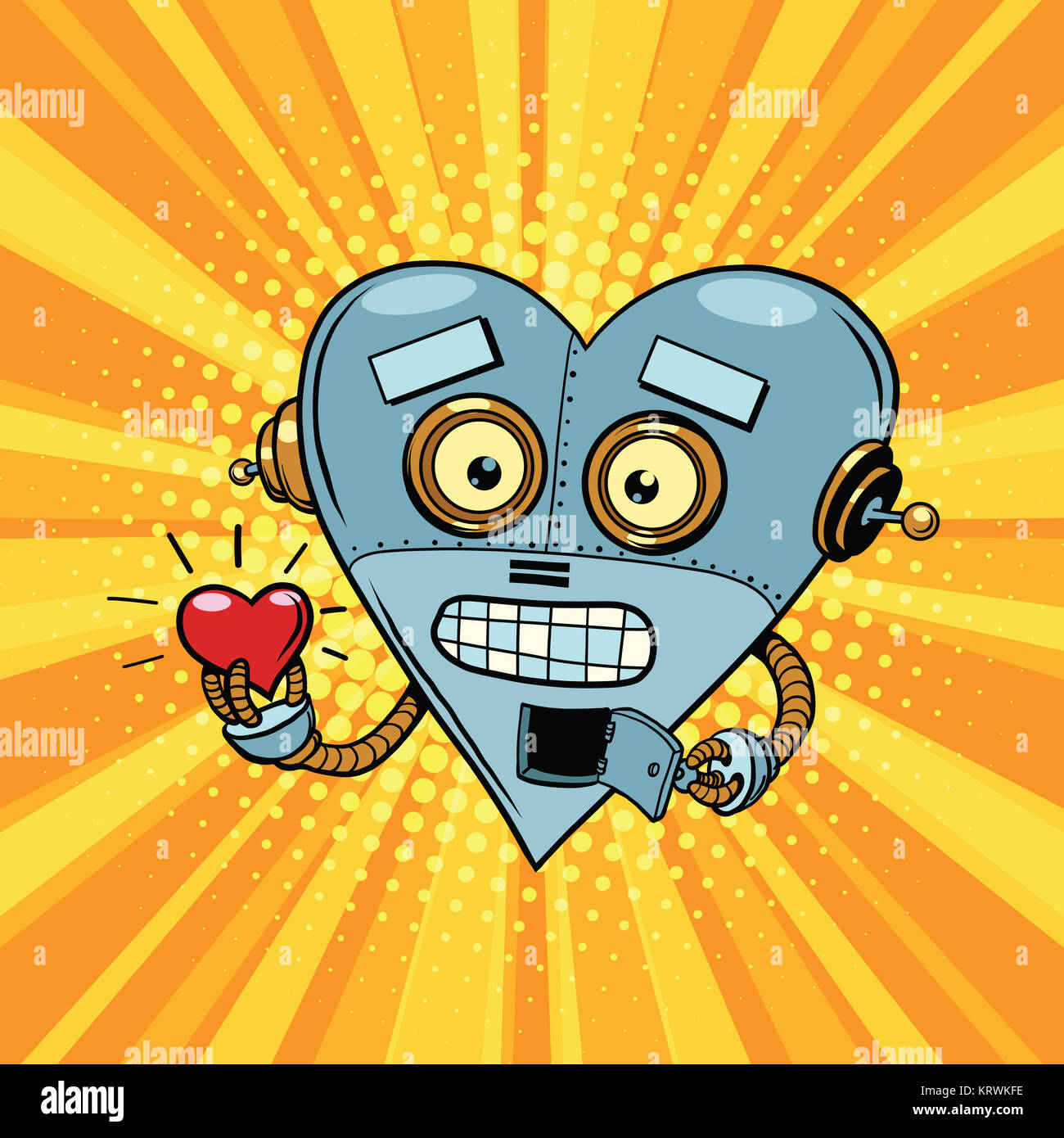 Retro robot heart Valentine love and romance Stock Photo - Alamy