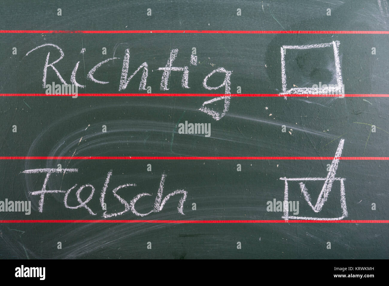 school board with selection - right and wrong Stock Photo - Alamy