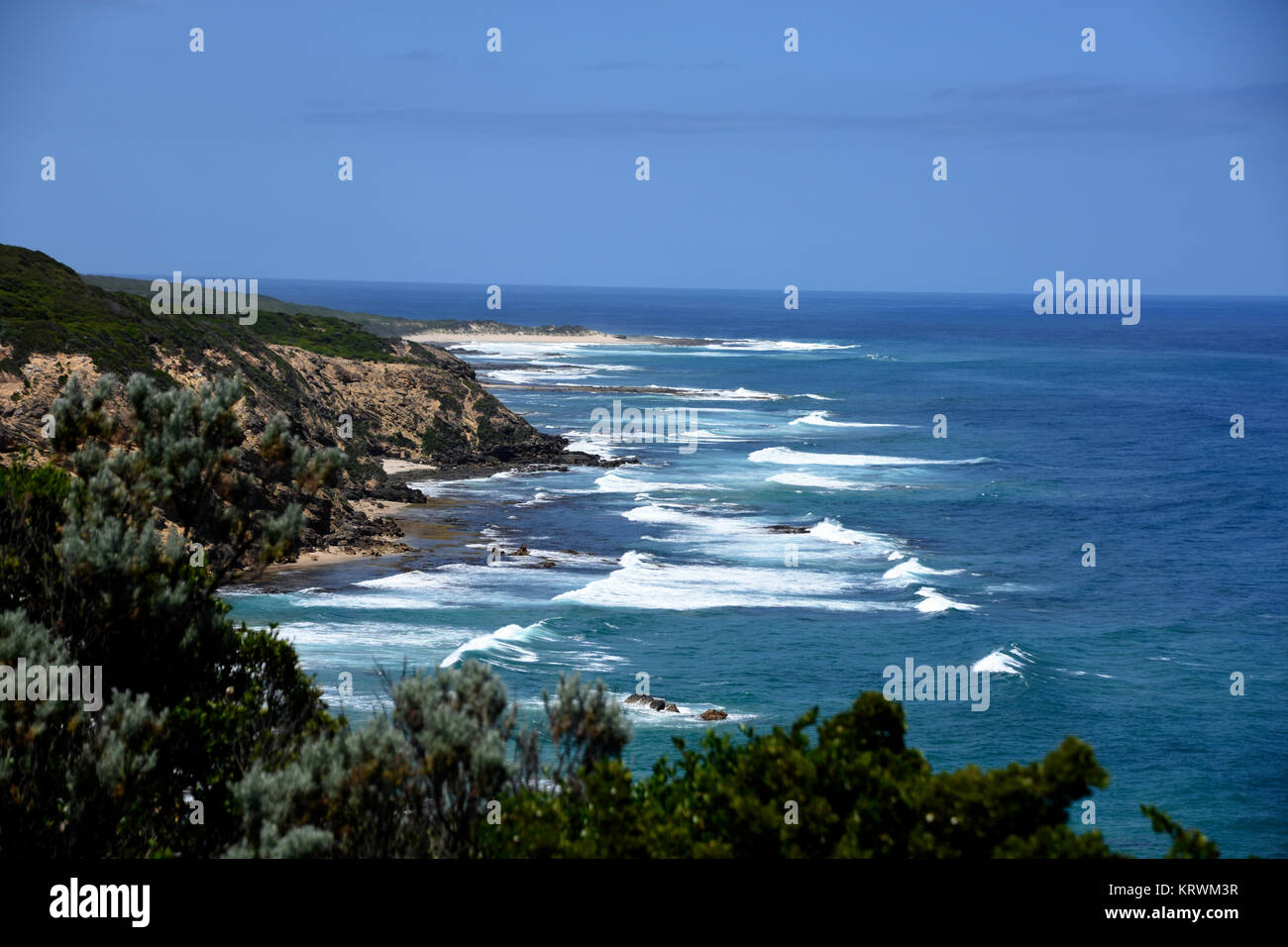 View from a light House of the Cliffs and water on the Great Ocean Road ...