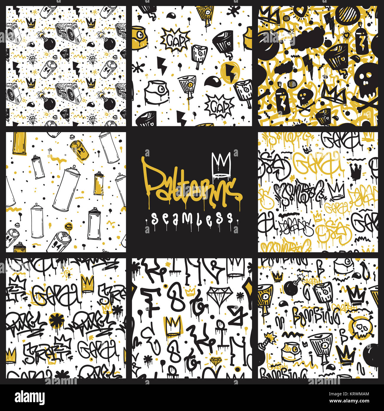Graffiti seamless patterns set Stock Photo - Alamy