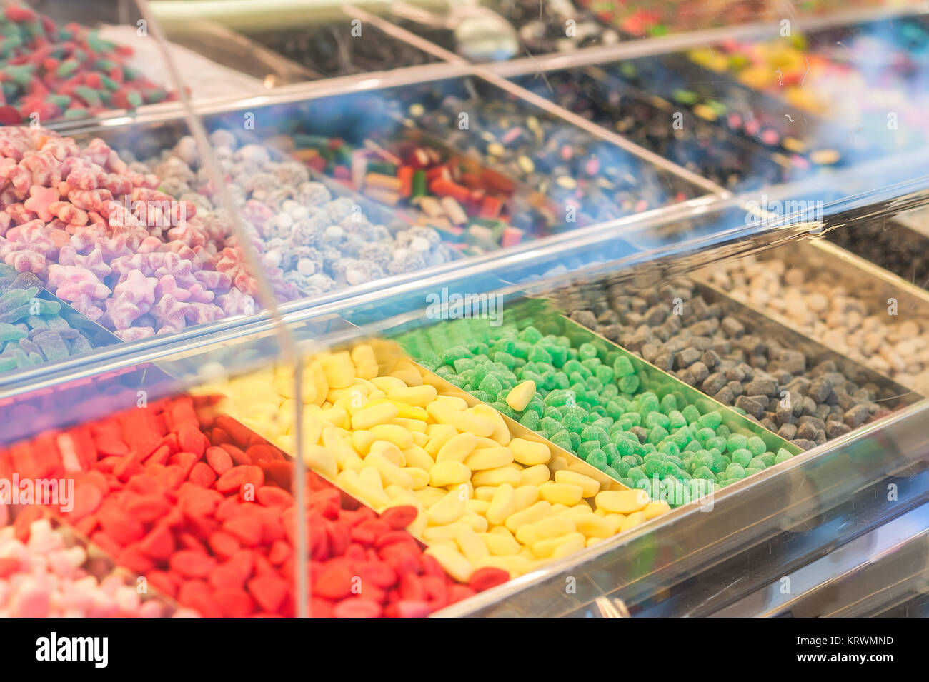 Candy sweets jelly in colorful display shop Stock Photo - Alamy