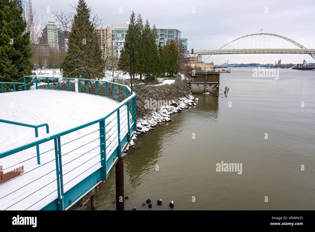 Snowy Portland and Fremont Bridge Stock Photo - Alamy