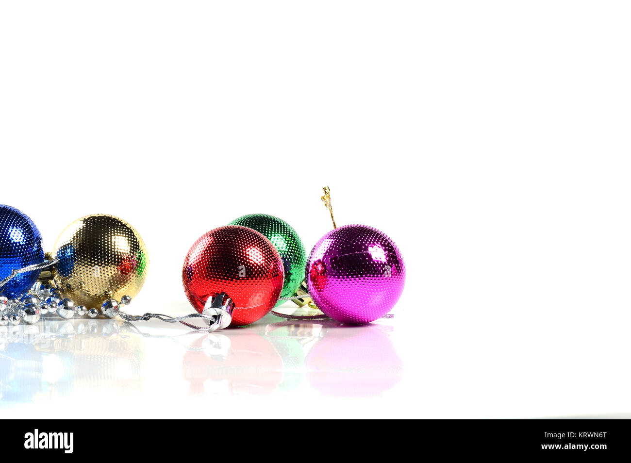 Christmas balls with ornaments on white background Stock Photo - Alamy