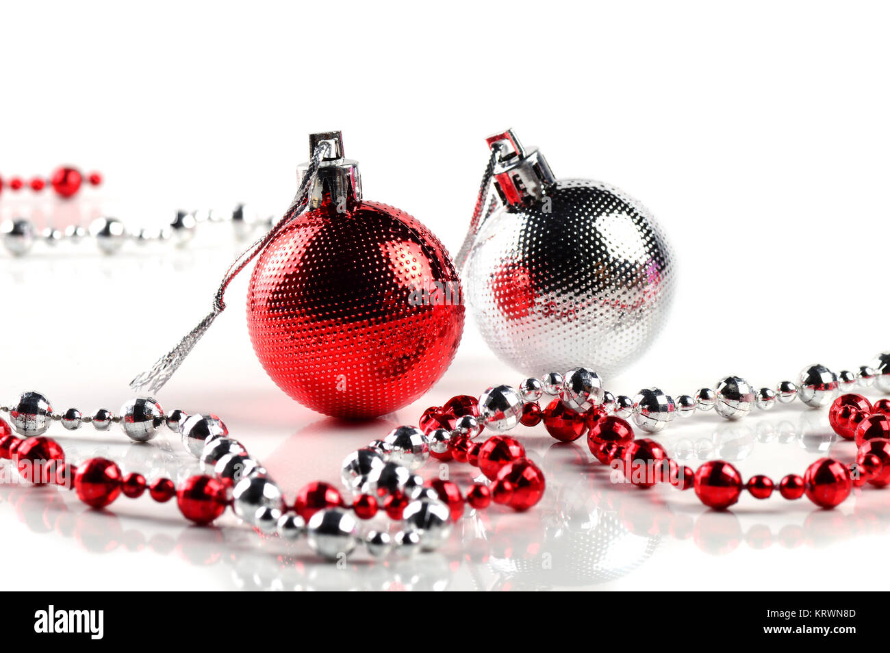Christmas balls with ornaments on white background Stock Photo - Alamy