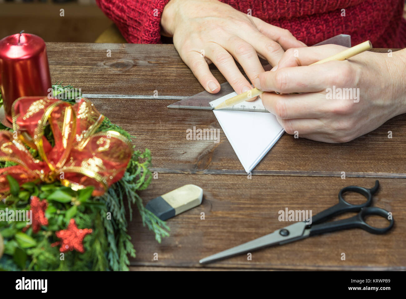 Handmade - Female is working on paper Stock Photo - Alamy