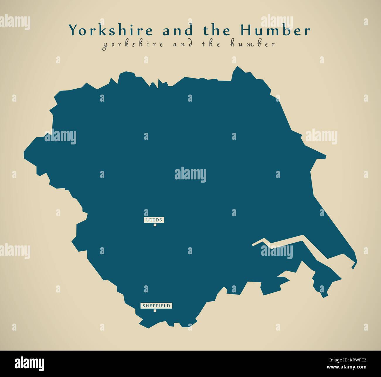 Modern Map - Yorkshire and the humber UK England Illustration Stock ...