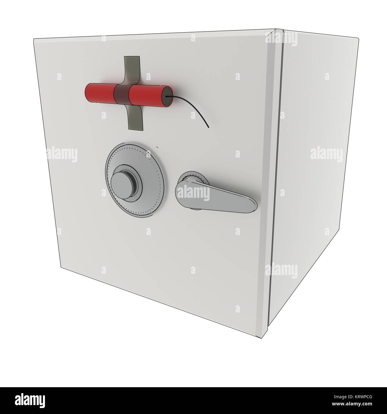 a 3D rendering of a safe with dynamite Stock Photo - Alamy