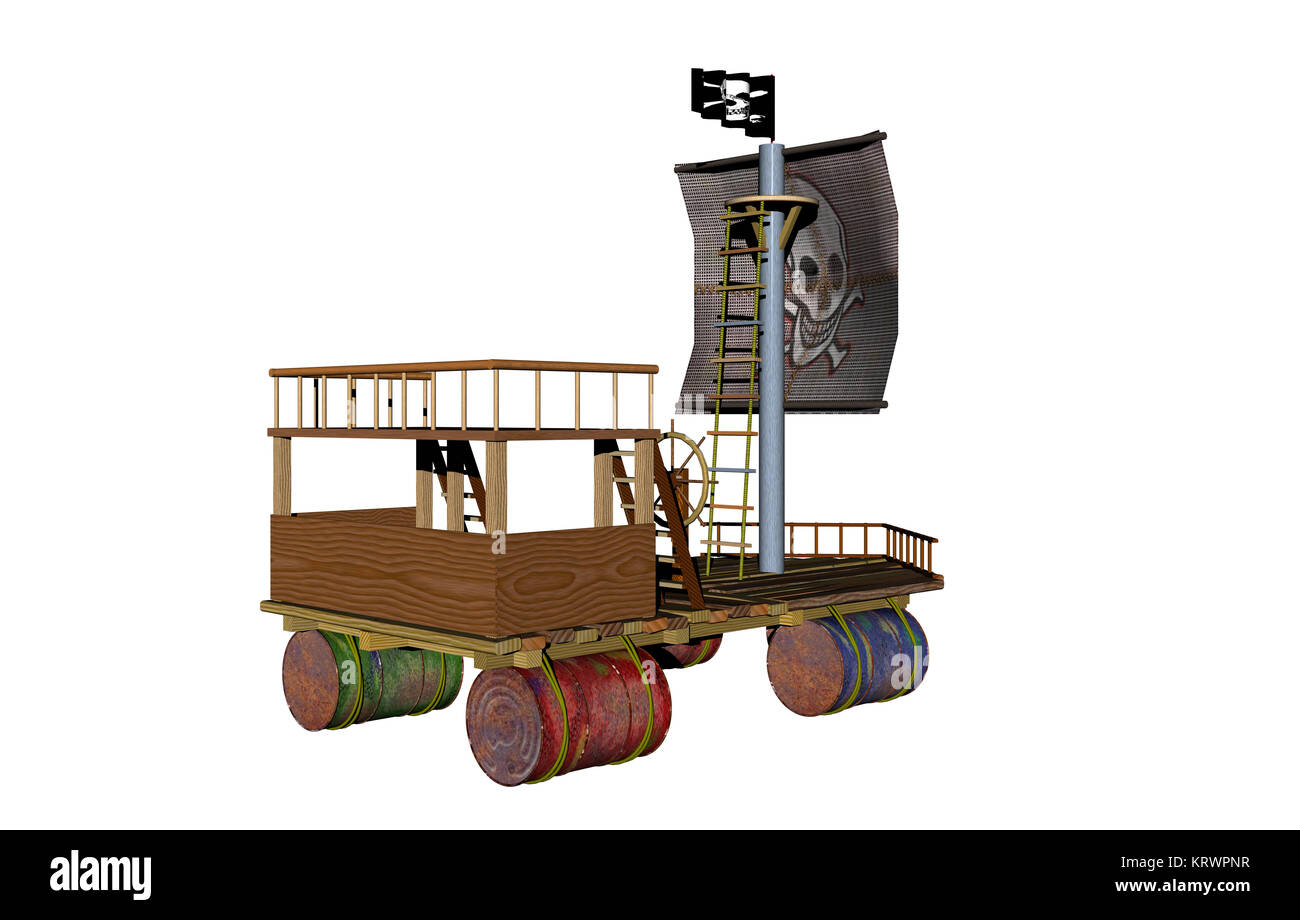pirate ship released as a raft Stock Photo - Alamy