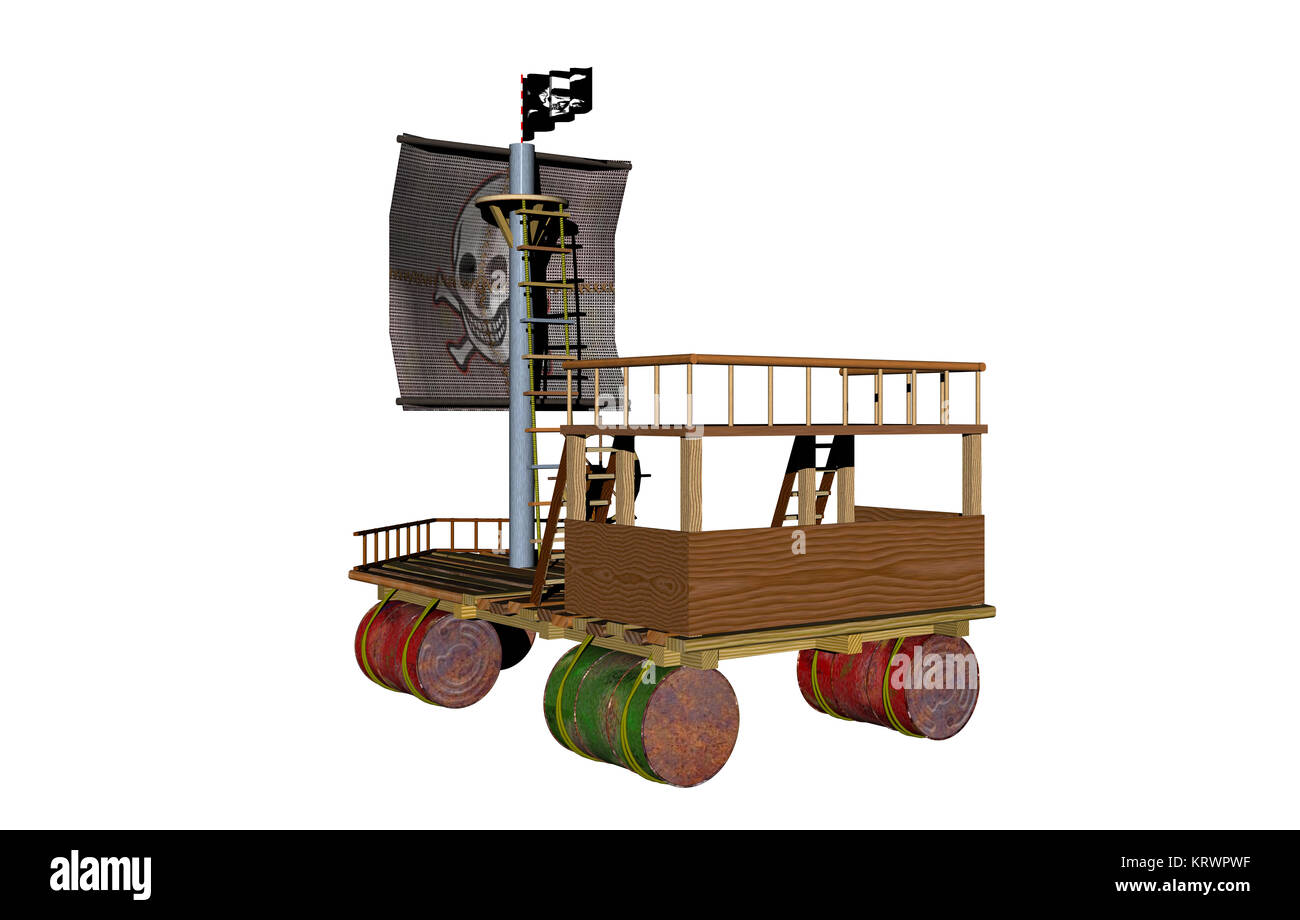 pirate ship released as a raft Stock Photo - Alamy