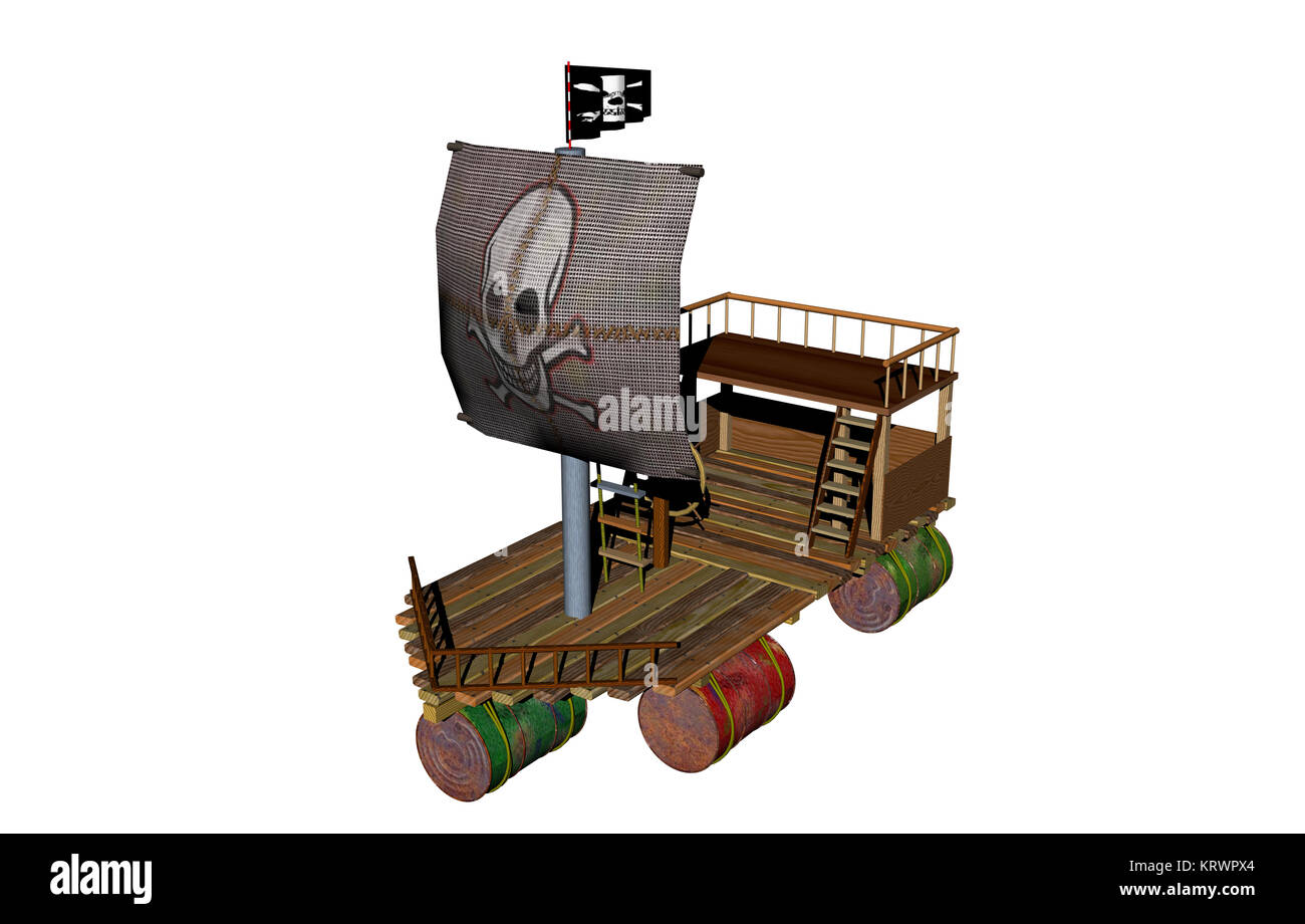 pirate ship released as a raft Stock Photo - Alamy