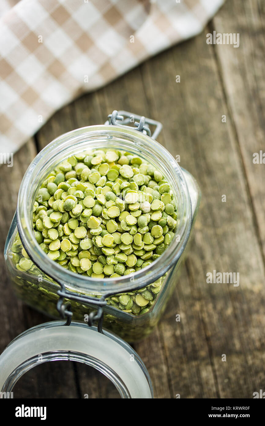 Green split peas in jar Stock Photo - Alamy