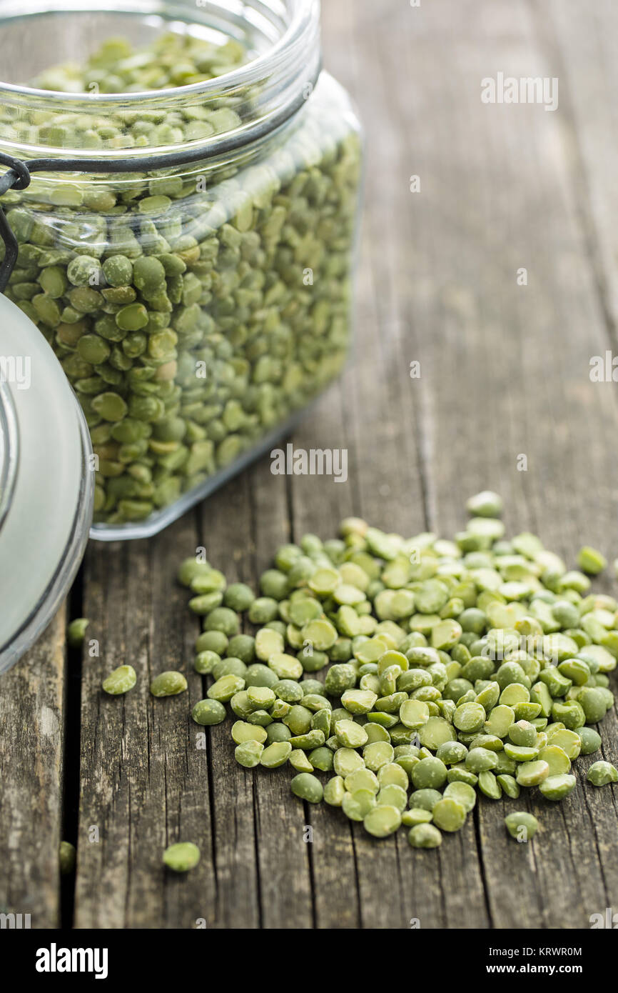 Green split peas in jar Stock Photo - Alamy