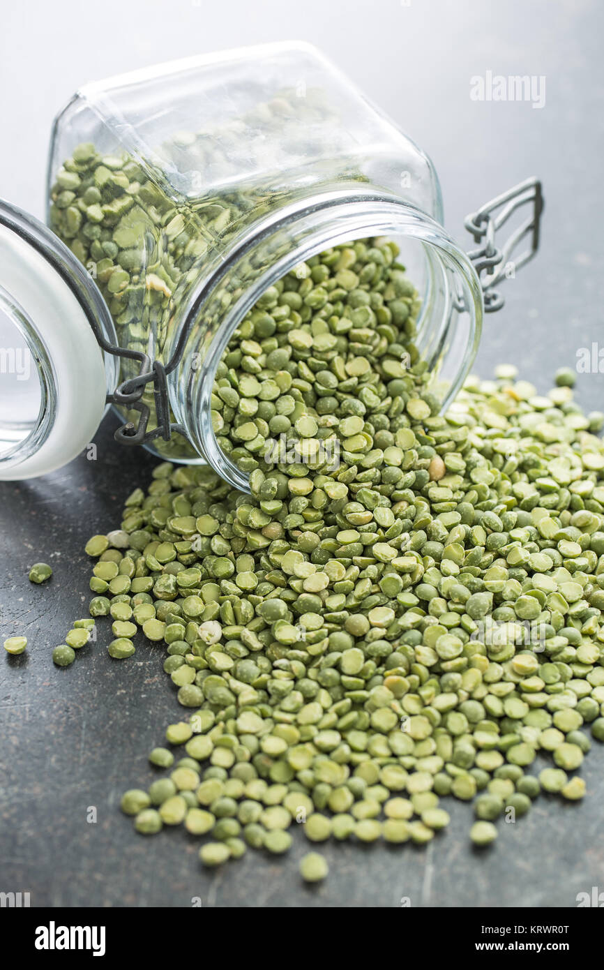 Green split peas in jar Stock Photo - Alamy
