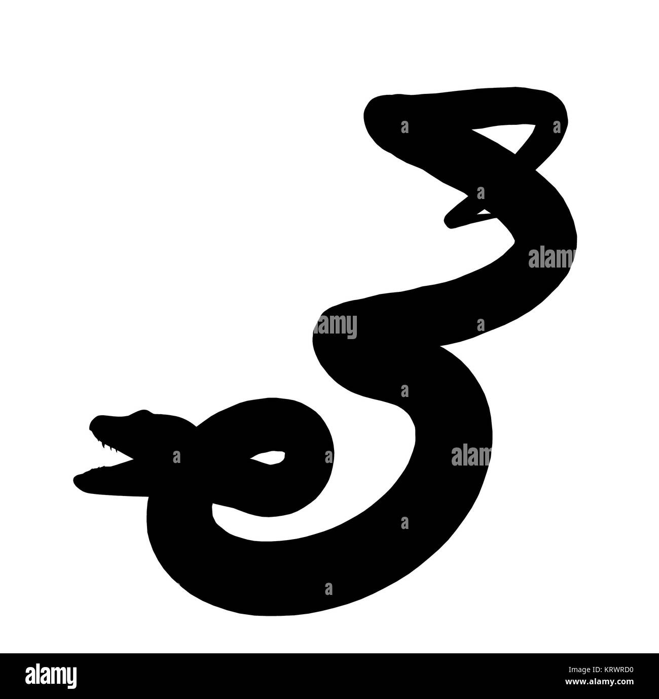 Black snake art illustration silhouette on a white background Stock ...