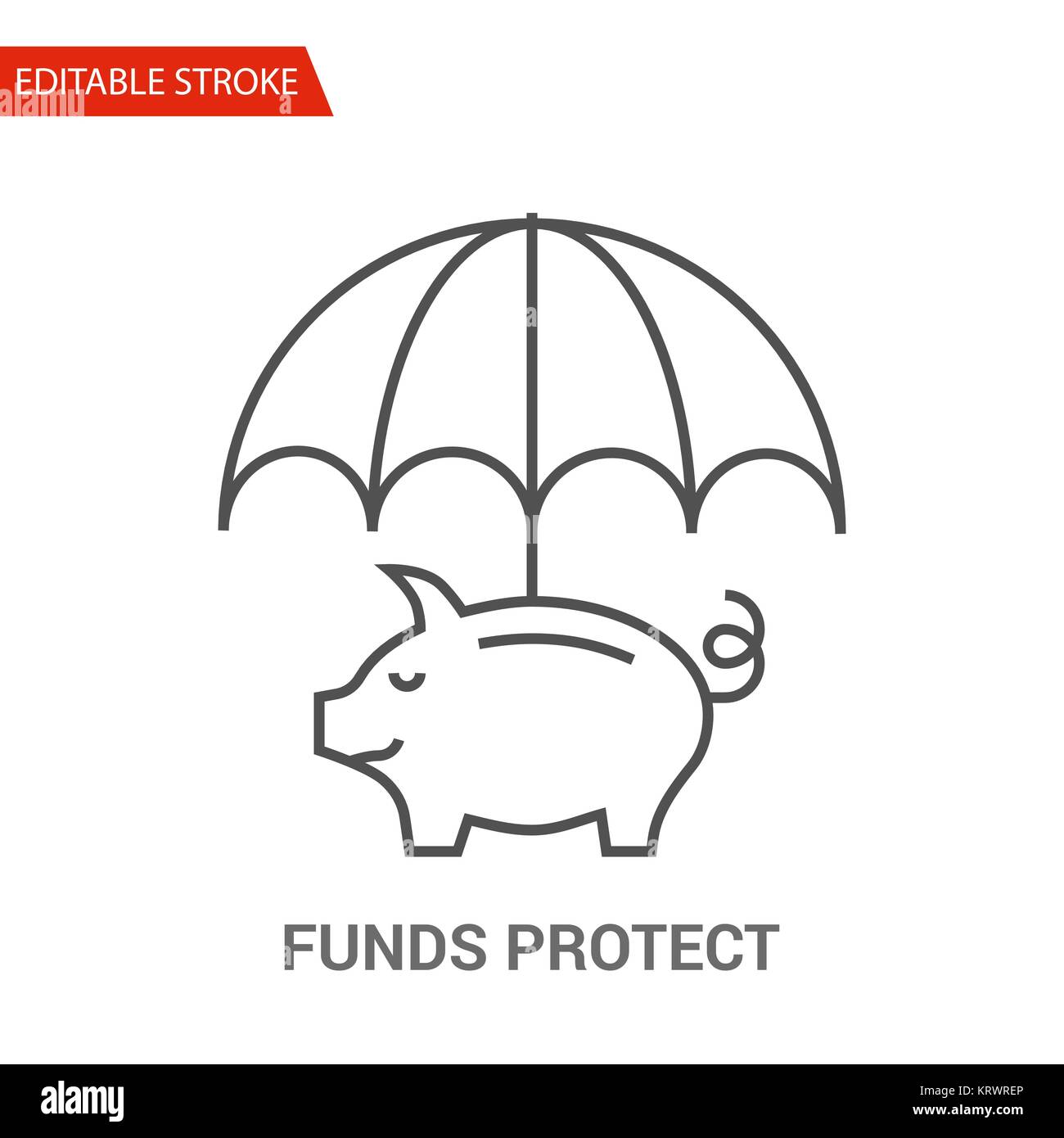 Funds Protect Icon. Thin Line Vector Illustration. Adjust stroke weight ...