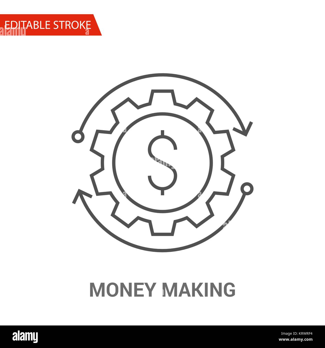 Money Making Icon. Thin Line Vector Illustration - Adjust stroke weight ...