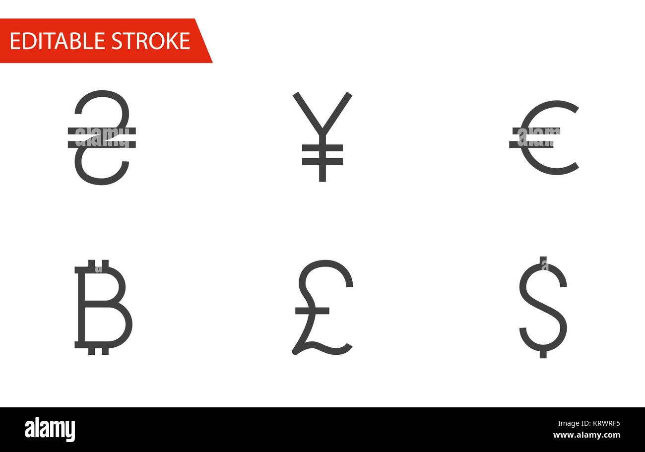 Money Sign Icons Set. Thin Line Vector Illustration - Adjust stroke ...