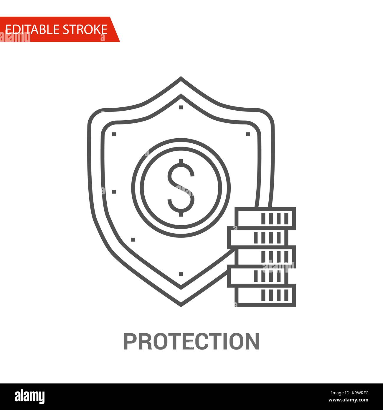 Protection Icon. Thin Line Vector Illustration - Adjust stroke weight ...