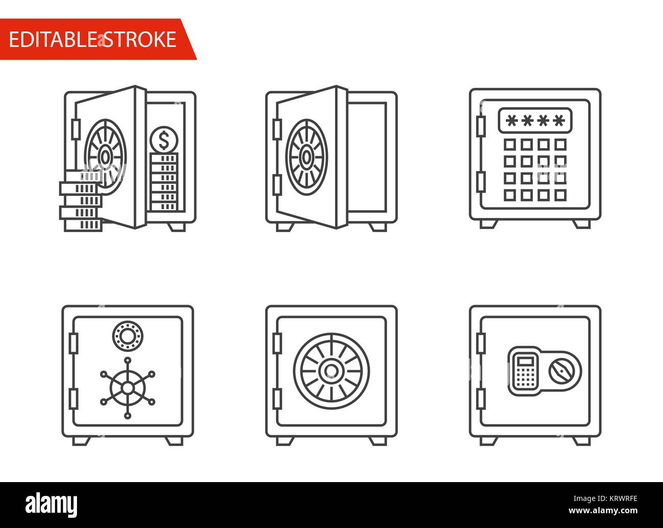 Safes Icons Set. Thin Line Vector Illustration Stock Vector Image & Art ...