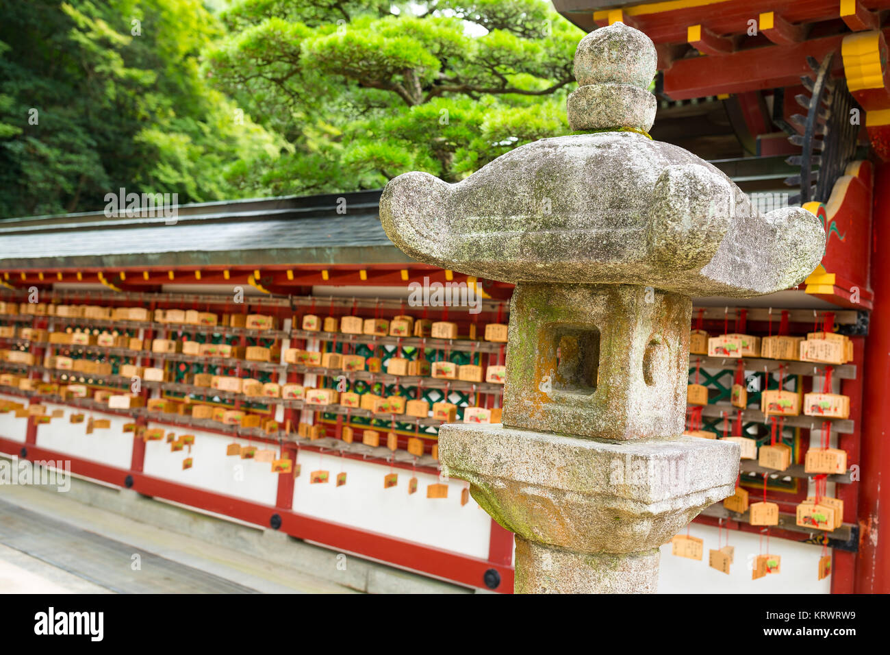 Japanese Stone lantern in Temple Stock Photo - Alamy