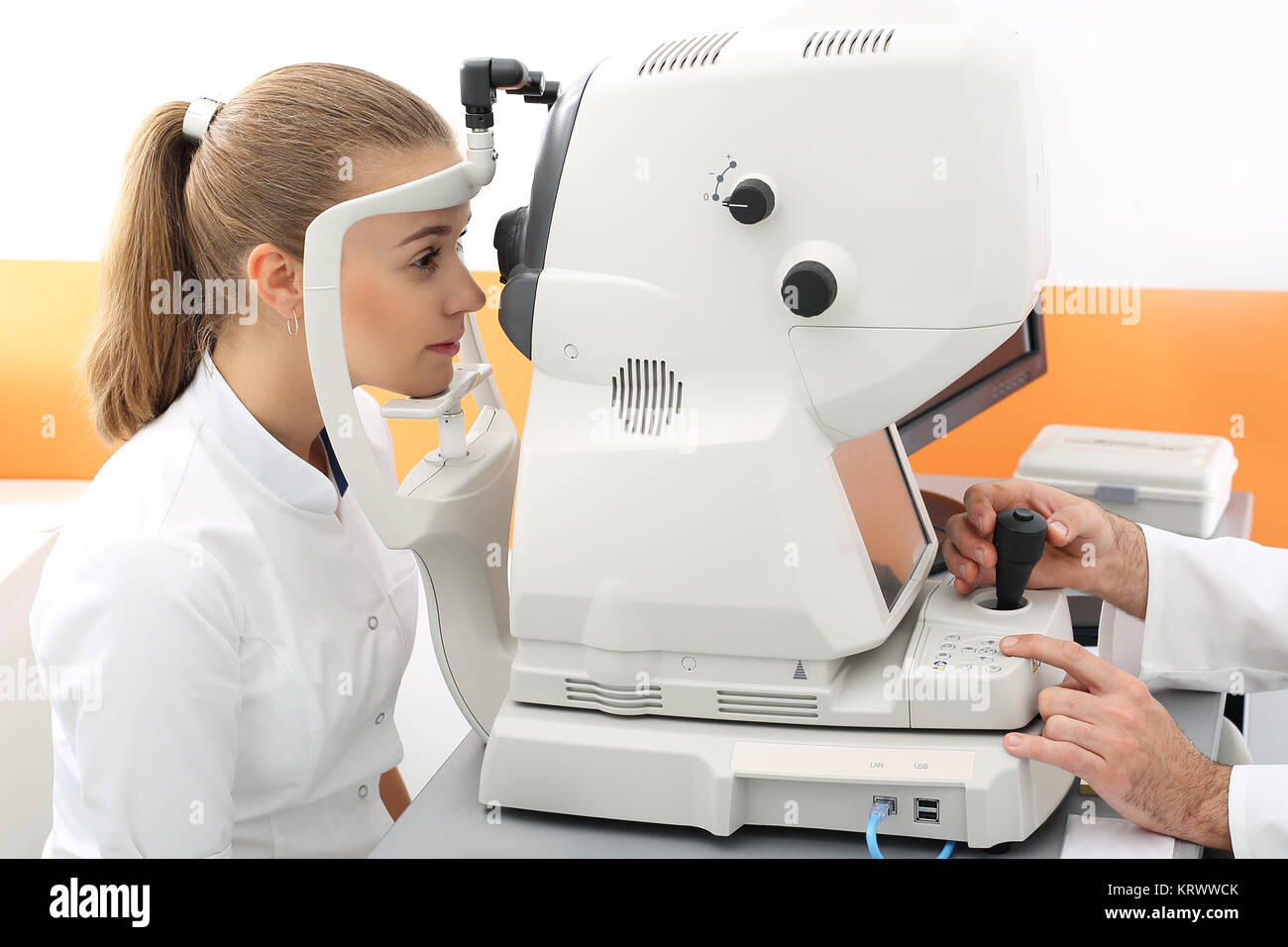 the pressure in the eye,the patient at the ophthalmologist. eye ...