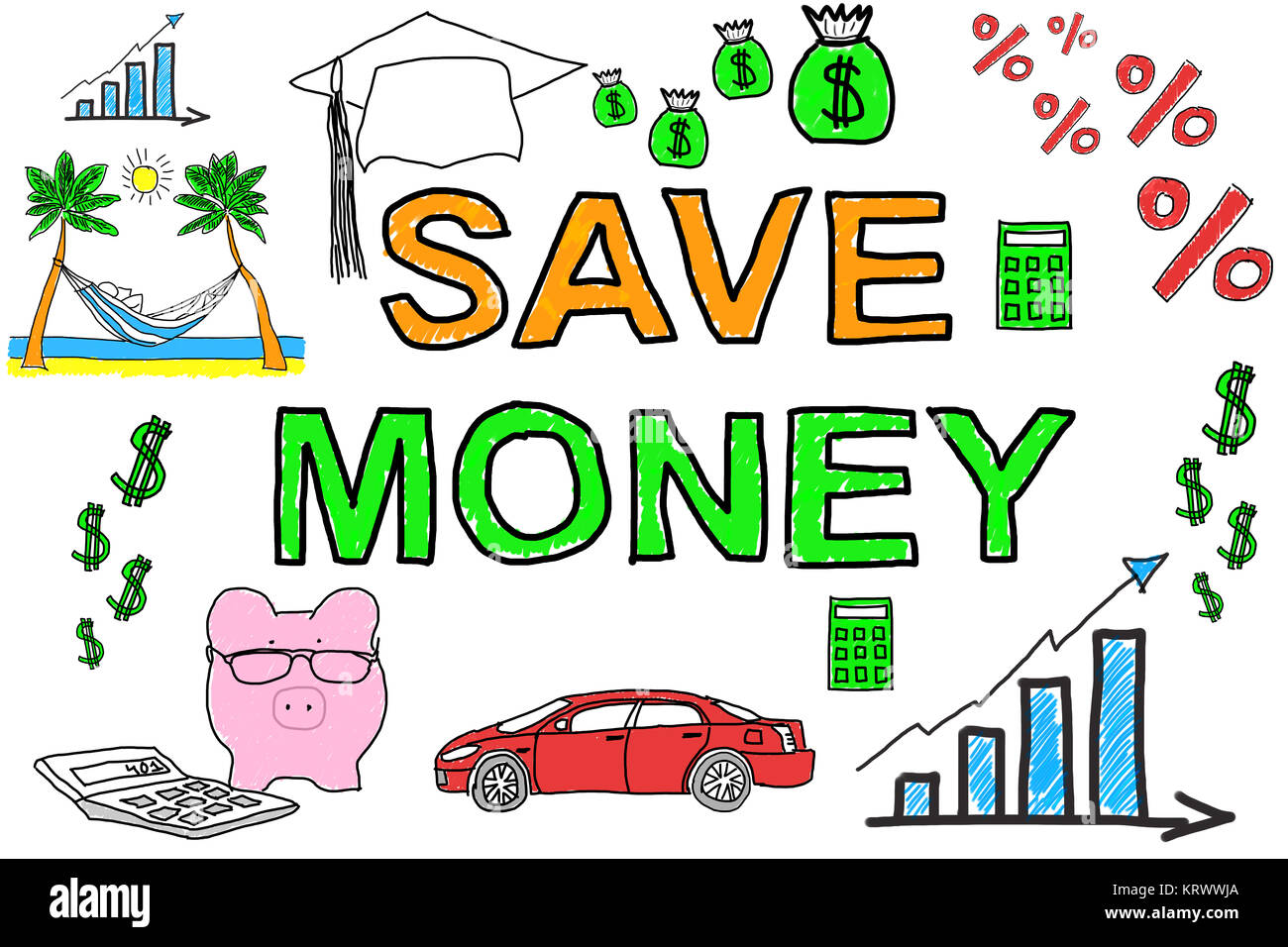 Illustrative Diagram Of Save Money Concept Stock Photo - Alamy