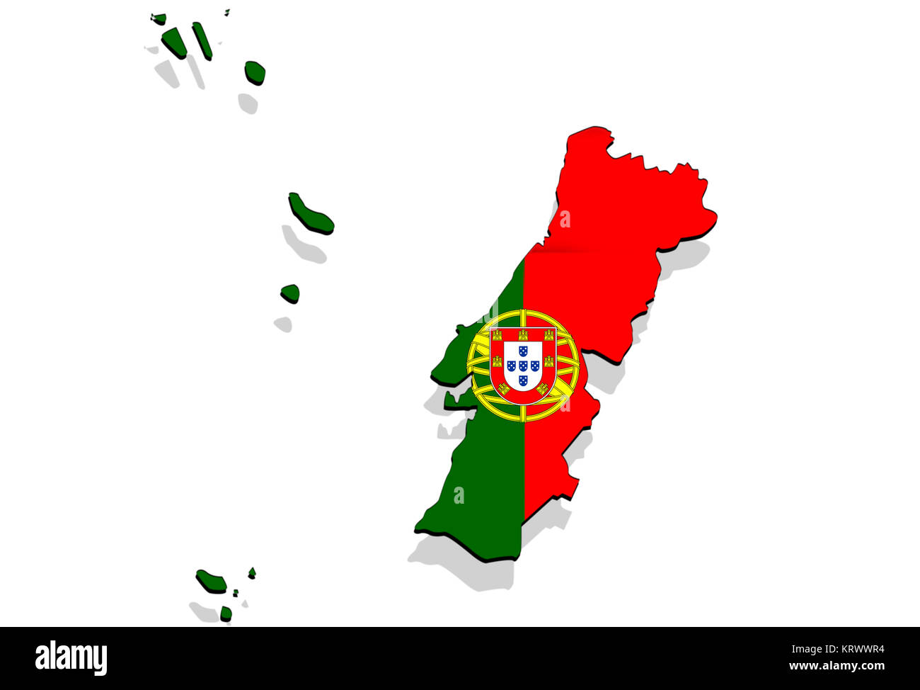 Close up on Portugal map on white background Stock Photo - Alamy