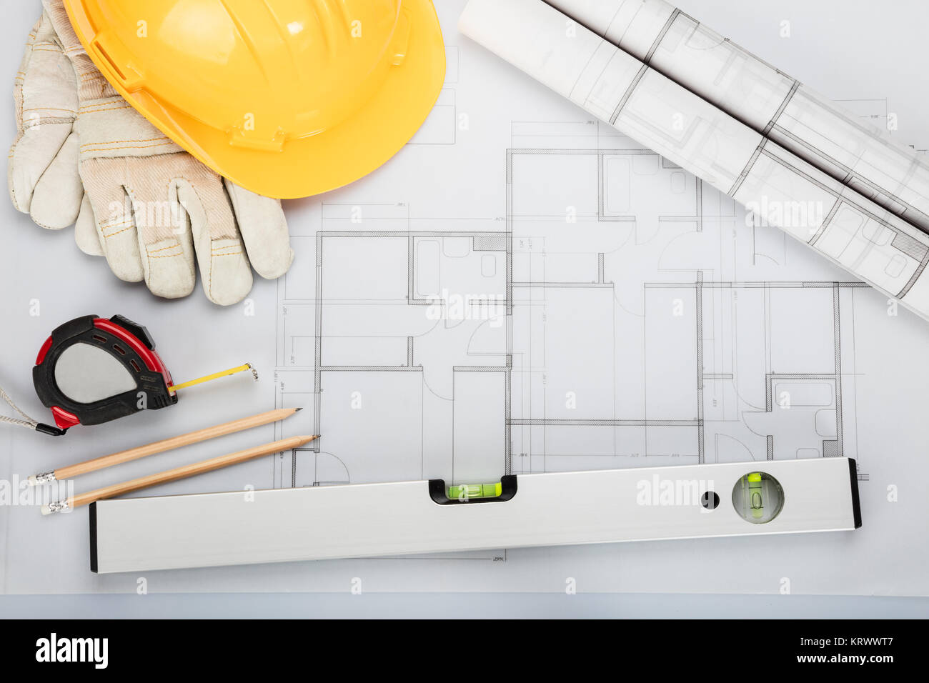 Architectural Equipment On Desk Stock Photo - Alamy