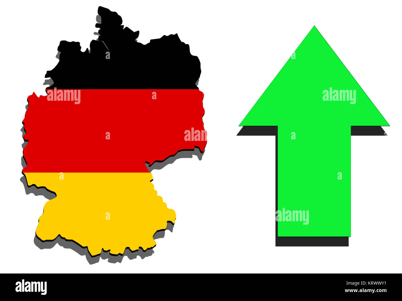 Germany map on white background and green arrow rising Stock Photo - Alamy