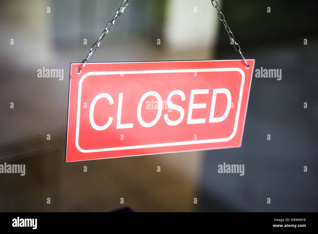 Closed Tag Inside The Window Stock Photo - Alamy