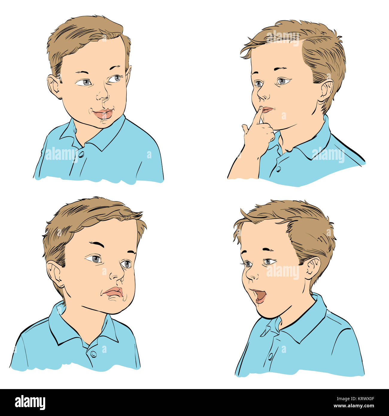 Set boy emotions Stock Photo - Alamy