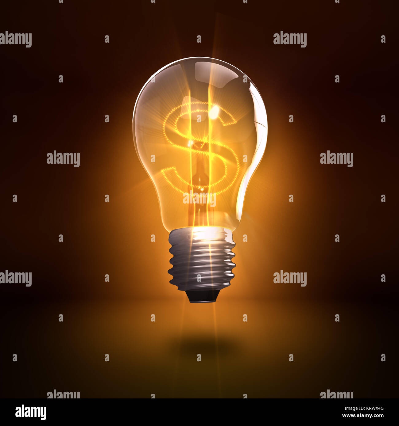 3d rendering of a lightbulb with u.s. currency symbol Stock Photo - Alamy