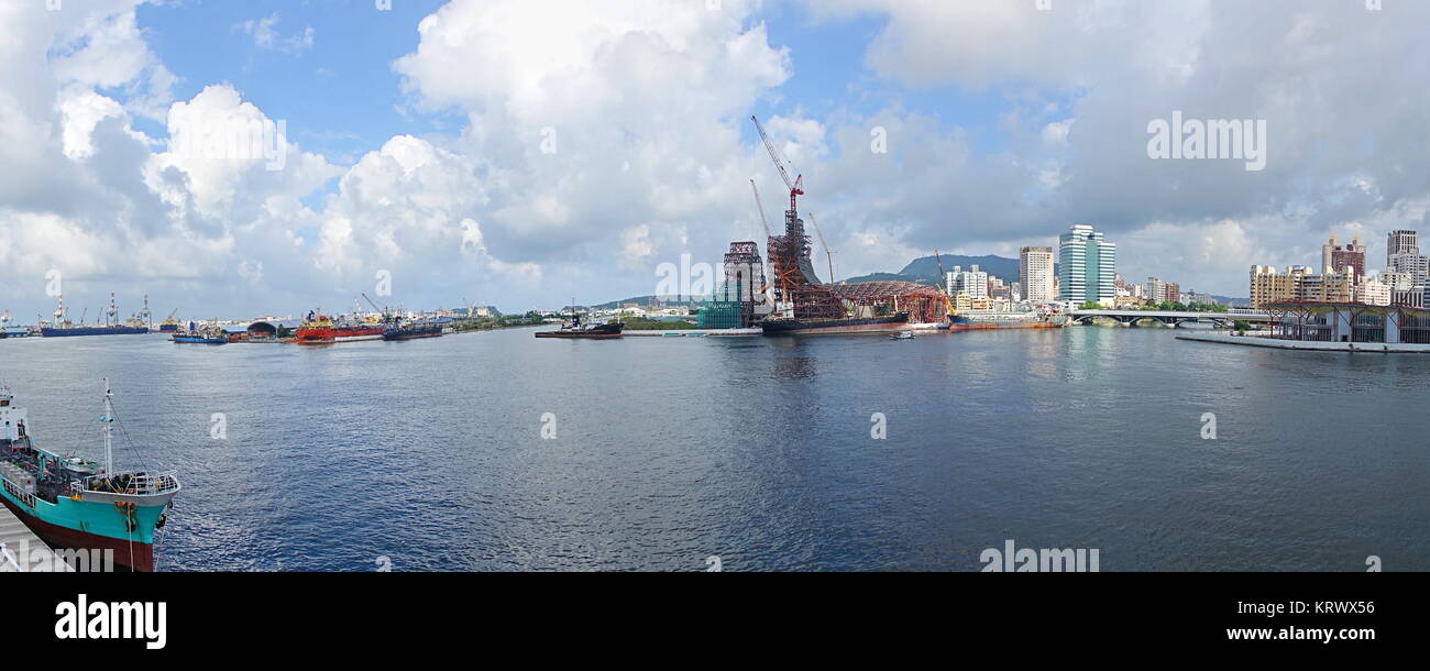 Panoramic view of the Asia Bay and Kaohsiung Port Stock Photo - Alamy