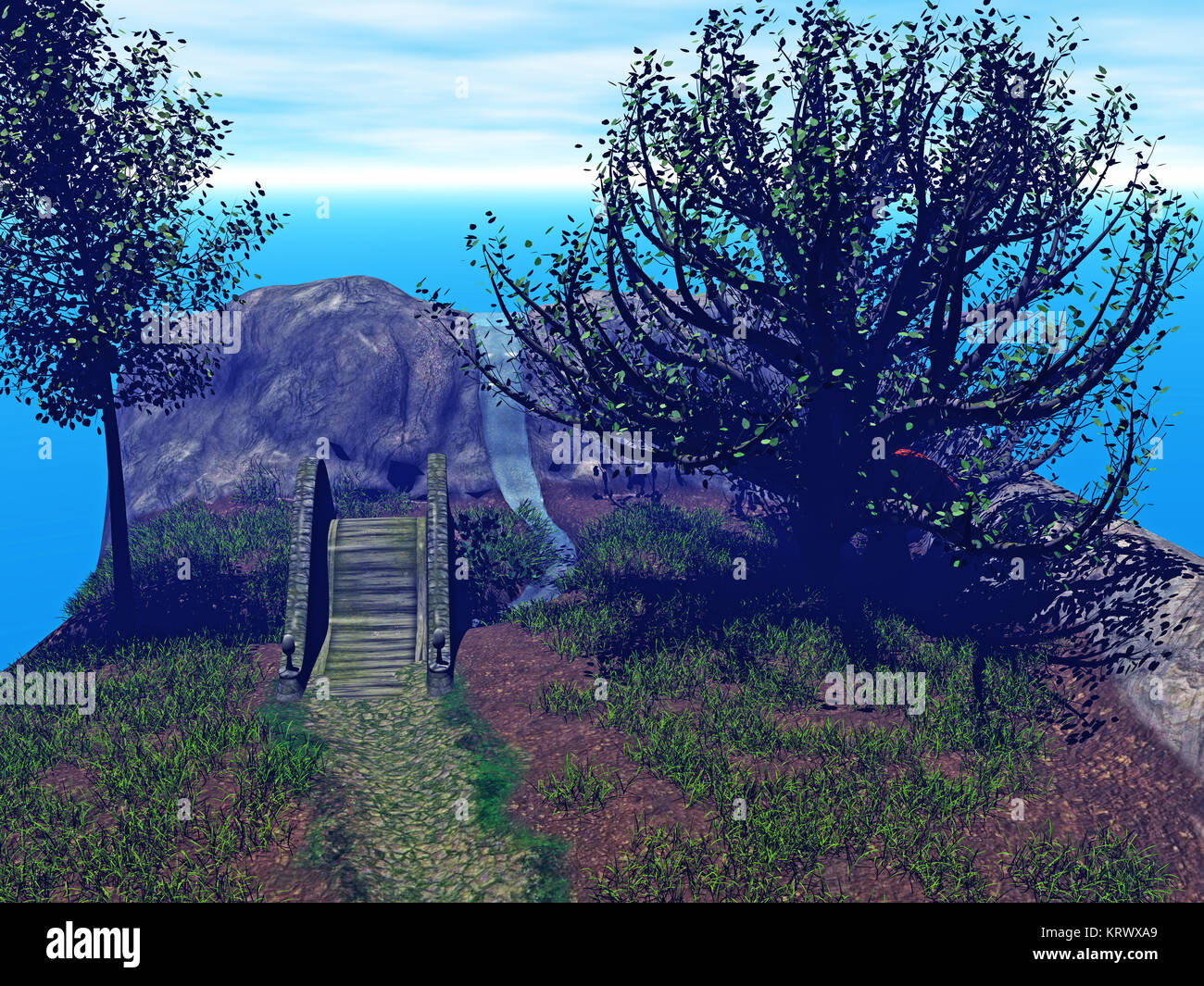 bridge over brook in the forest Stock Photo - Alamy