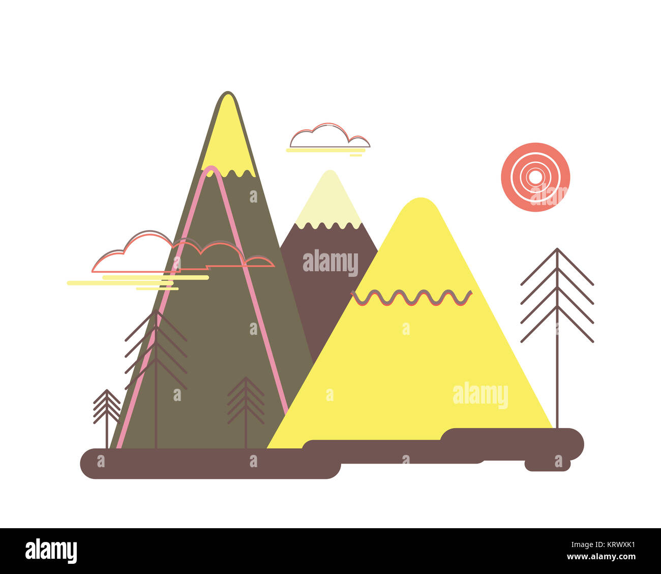 Landscape mountains road trees Cut Out Stock Images & Pictures - Alamy